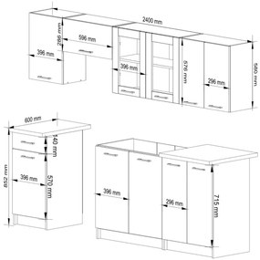 Kuchyňská linka OLIVIA 2.4 m s vitrínou bílá