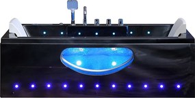 Terra Hydromasážní vířivá vana Iris 933C 170x84 s ohřevem vody, černý mramor