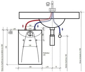 CLAGE S5-U+SNT Ohřívač vody se zásobníkem 2,0kW/230V + stojánková baterie, pod umyvadlo 4100-42055