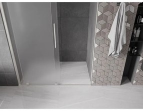 Mexen Velar, posuvné sprchové dveře do otvoru 130 cm, 8mm sklo námraza, broušená ocel, 871-130-000-31-97