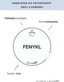 Samolepka na kořenky FENYKL průhledná 5 cm tučné písmo