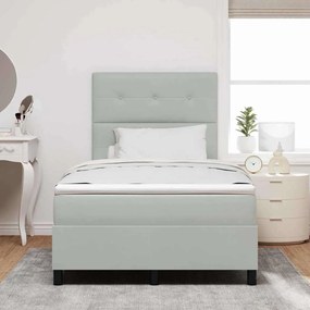Postel s boxspringem s čelo Světle šedá 120 x 190 cm samet 3339818