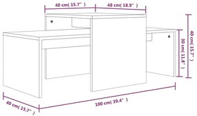 Sada konferenčních stolků kouřový dub 100 x 48 x 40 cm kompozit - Default Title