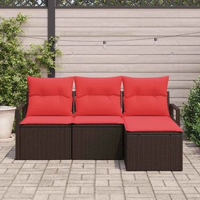 Set pohovek 4 ks Hnědá polyratan 3346334