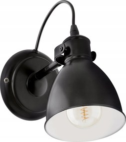 Loftová nástěnná lampa s kovovým krytem pro čtení, nastavitelná, E27 40w