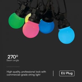 LED RGB Venkovní řetěz STRING 13 m 15xLED/0,5W/230V IP44