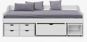 Postel s úložným prostorem, bílá, masiv, 90x200, MAXI NEW
