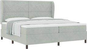 Postel s boxspringem s čelo Světle šedá 200 x 200 cm samet 3340892