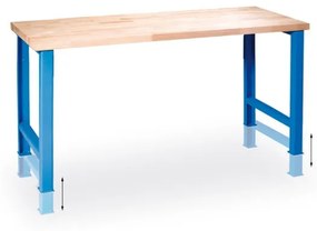 Výškově nastavitelný pracovní stůl do dílny GÜDE Variant, buková spárovka, 1200 x 800 x 850 - 1050 mm, modrá