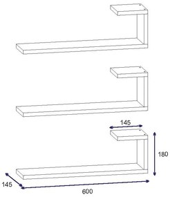 Závěsná police (3 ks) ELVA bílá