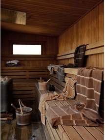 Hnědá/béžová bavlněná osuška 70x140 cm Sauna – Zone