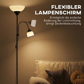 HOMCOM Stojací lampa s reflektorem, lampa matky a dítěte, vysoká lampa se 3 barevnými teplotami a flexibilním husím krkem, černá