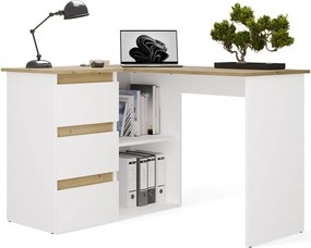 Rohový psací stůl Nicea levý dub artisan/bílý