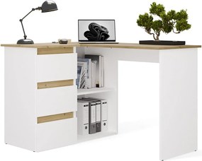 Rohový psací stůl Nicea levý dub artisan/bílý