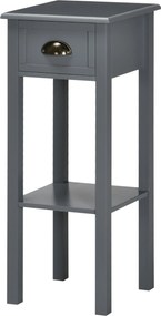 HOMCOM Moderní noční stolek se zásuvkou a úložnou policí, 30x30x75 cm, Šedý | Aosom