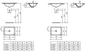 Ideal Standard Conect Umyvadlo pod desku obdélník 42 cm E505601