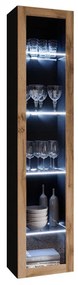 Vitrína Zigo sklo 180, Osvětlení: osvětlení LED RGB - barevné, Barva: černý / černý lesk