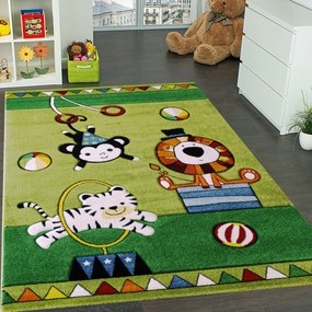 BE Dětský koberec Smart Kids 22316 GREEN - zelený obdélníkový, cirkusový Rozměr: 120x180 cm