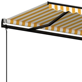 vidaXL Marketos Automatická zatahovací markýza 450 x 350 cm žlutobílá