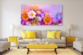 Obraz olejomalba barevných květů