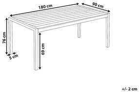 Hliníkový zahradní stůl 180 x 90 cm šedý VERNIO Beliani