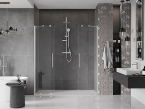 Mexen Velar Duo, posuvné sprchové dveře do otvoru 170 cm, 8mm čiré sklo, broušená ocel, 871-170-000-02-97