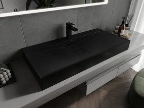 Mexen Poli umyvadlo na desce z konglomerátu 1/O 100 x 48 cm, černé - 23021071
