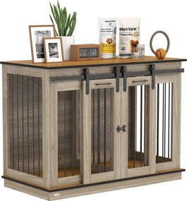 PawHut Nástavba pro psy s dvoukomorovou variantou, Moderní kovová klec pro psy do interiéru, Domácí psí bouda pro velké psy do 30 kg, 120 x 60 x 88,5