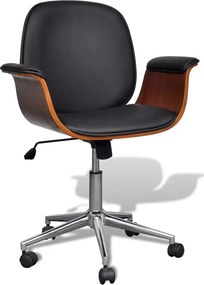 vidaXL Kancelářská židle ohýbané dřevo a umělá kůže [283127] Barva: Černá
