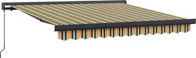 Stahovací markýza Zelená a žlutá 300 x 250 cm Plátno a hliník 3330173
