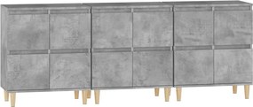 Příborníky 3 ks betonově šedé 60 x 35 x 70 cm kompozitní dřevo 3185771
