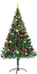 Vánoční stromek s LED osvětlením a baňkami zelený 150 cm 321499