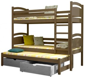 Patrová postel MASIV-V 002 90x200 cm  borovice masiv - DUB