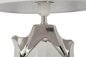 Bílá/ve stříbrné barvě keramická stolní lampa s textilním stínidlem (výška 51 cm) Shiney – Mauro Ferretti