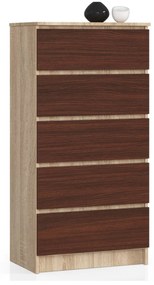 Komoda Kuba 60 cm - 5 šuplíků dub sonoma/wenge