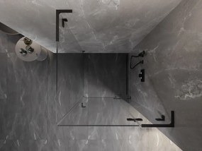 Mexen Lunar, L výklopný sprchový kout pravý 100 x 100 cm, 8mm čiré sklo, černý profil, 834L-100-100-70-00-P