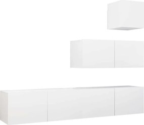 4dílný set TV skříněk bílý kompozitní dřevo 3078736