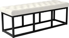 Lavice Polson samet černá konstrukce 120 cm – krémová
