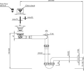 Bruckner Urbino umyvadlový sifon šetřící místo Click Clack 5/4 odpad 32 mm bílá 151.133.0