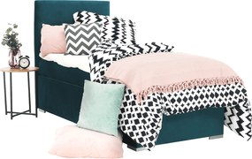 Boxspringová postel, jednolůžko, zelená, 90x200, pravá, SAFRA