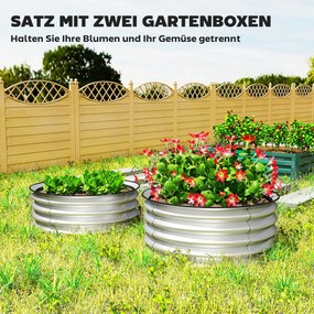 Outsunny kovový vyvýšený záhon sada 2 truhlíků na květiny truhlík na bylinky s otevřeným dnem zeleninový záhon pro zahradu stříbrný 60x60x30 cm |