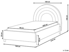 Sametová postel 90 x 200 cm růžová ANET Beliani