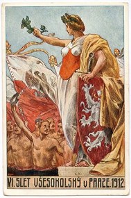 Plechová cedule Všesokolský slet 1912 Velikost: A4 (30 x 20 cm)
