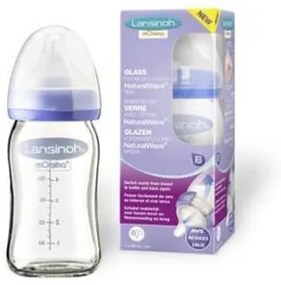 Lansinoh skleněná kojenecká láhev s NaturalWave TM savičkou 240ml, střední průtok