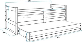 FALCO Postel s přistýlkou Riky II 90x200 borovice/modrá