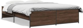 Rám postele hnědý dub 150 x 200 cm kompozitní dřevo a kov 3279886