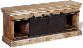 TV stolek s 2 posuvnými dvířky mangovníkové dřevo 110x30x45 cm 244019