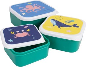 Zelené plastové dětské svačinové boxy v sadě 3 ks Ocean – Ladelle
