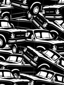 Postershop Fototapeta: Černobílá auta (1) - 254x184 cm