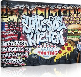 Obraz 80x60 Graffiti street-art městská kuchyně burgery pizza New York